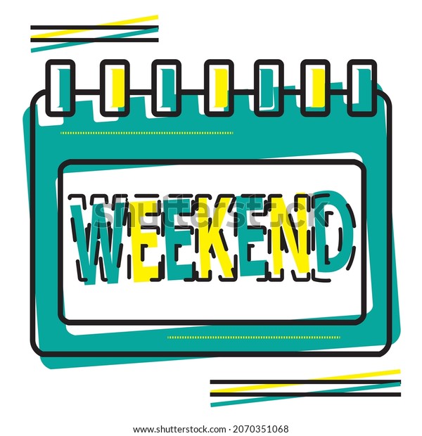 Vector Cartoon Weekend Calendar Page Icon Stock Vector (Royalty Free ...