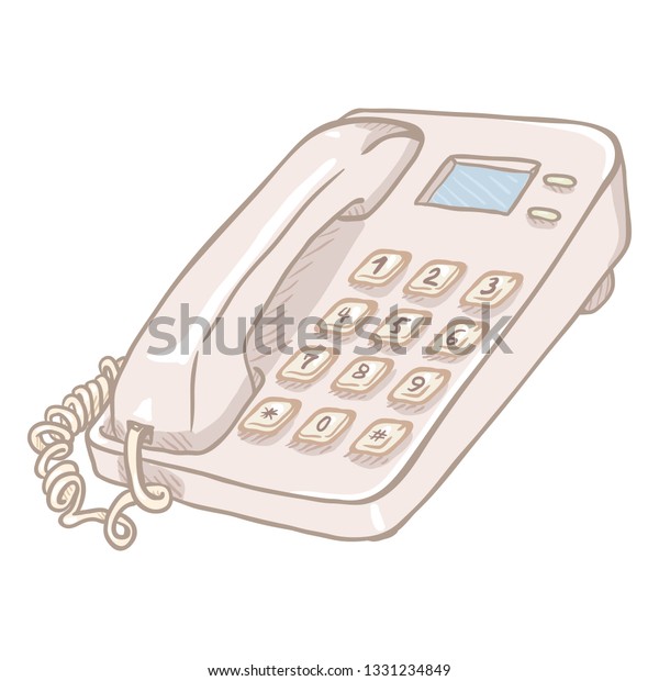 Vector Cartoon White Office Telephone Stock Vector (Royalty Free ...