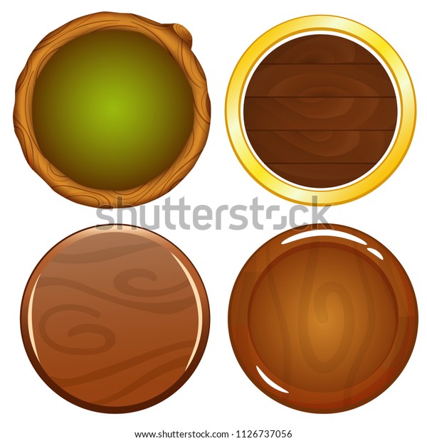 Vector Cartoon Wooden Game Round Icons Stock Vector (Royalty Free ...