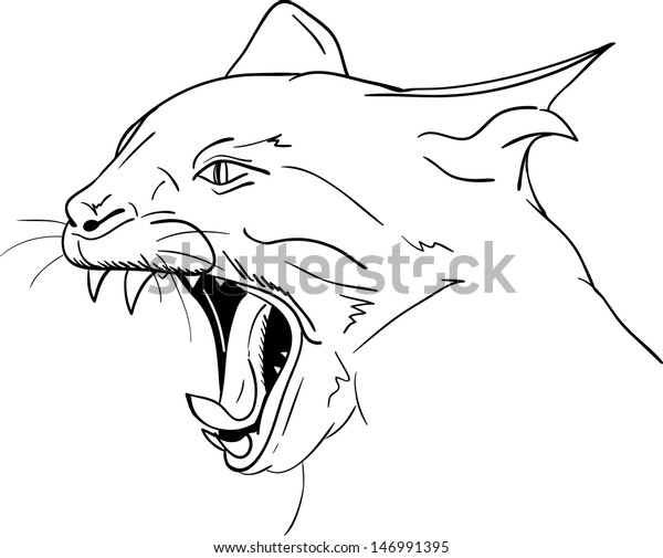Vector Cat Head Open Mouth Agressive Stock Vector (Royalty Free ...
