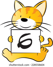 Vector Cat Holding Card Number 6 Stock Vector (Royalty Free) 228558604 ...