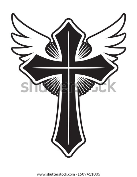 Vector Catholic Christian Cross Wings Isolated Stock Vector (Royalty ...