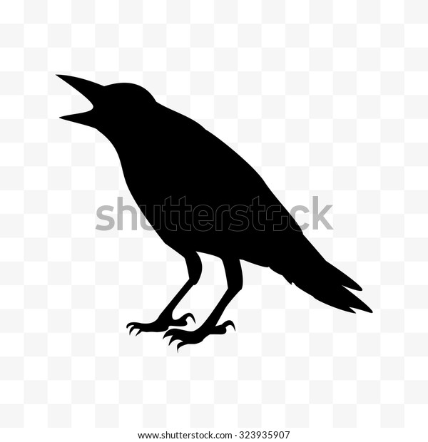 Vector Cawing Raven Silhouette Crow Standing Stock Vector (Royalty Free ...