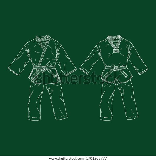 Vector Chalk Sketch Gi Illustrations Karate Stock Vector (Royalty Free ...