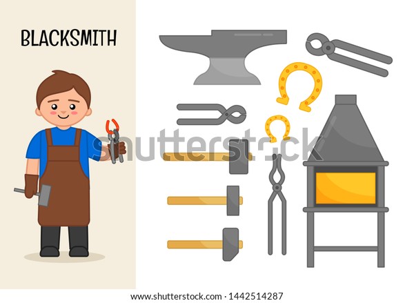 Vector Character Blacksmith Illustrations Blacksmith Equipment Stock ...