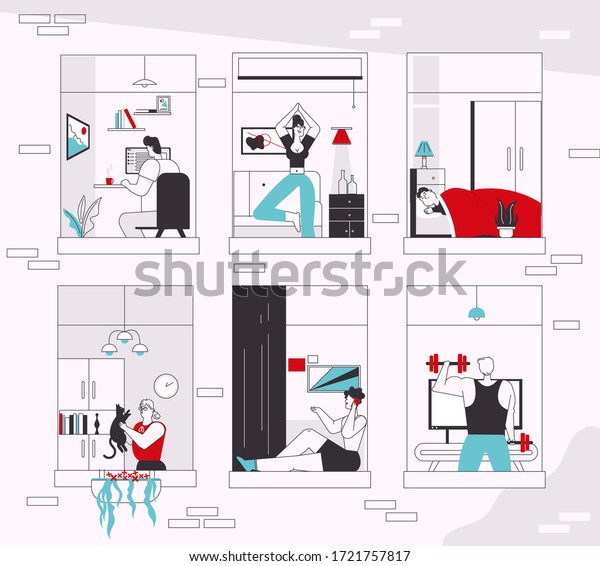 Vector Character Illustration People Windows Man Stock Vector (Royalty ...