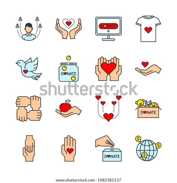Vector Charity Donation Icon Set Isolated Stock Vector (Royalty Free ...