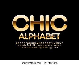 Vector Chic Alphabet Golden Premium Font Stock Vector (Royalty Free ...