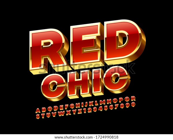 Vector Chic Red Gold Alphabet Letters Stock Vector (Royalty Free ...