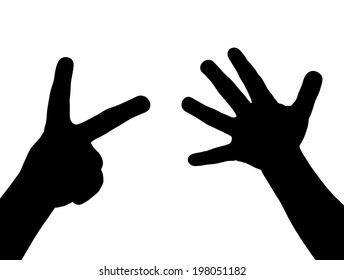 Vector Child Hands Silhouette Seven Fingers Stock Vector (Royalty Free ...