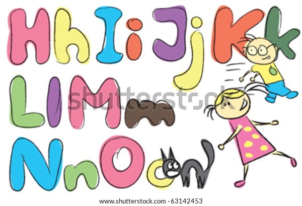 Vector Children Sketch Letters Boy Girl Stock Vector (Royalty Free ...