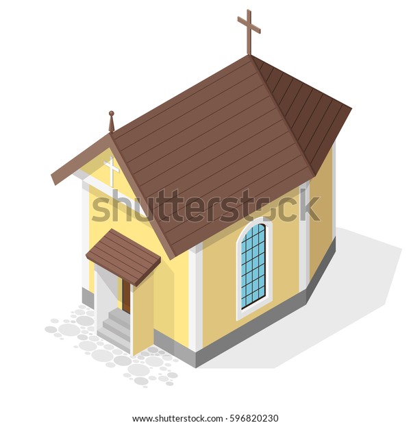 Vector Christian Small Church Isometric Perspective Stock Vector ...