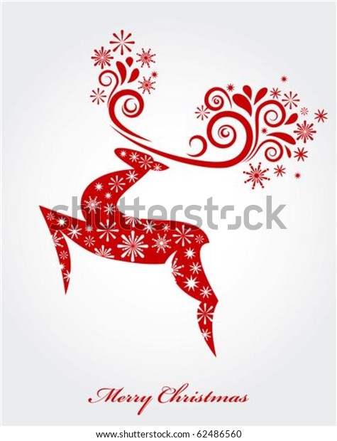 Vector Christmas Background Red Reindeer Stock Vector (Royalty Free ...