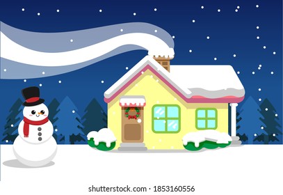 Family Manor House Cartoon Night Winter Stock Vector (Royalty Free ...