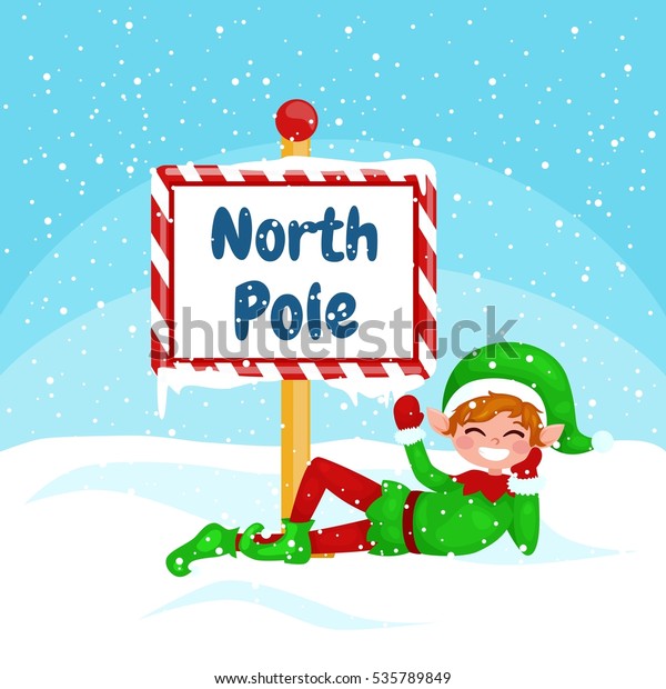 Vector Christmas Illustration Elf North Pole Stock Vector (Royalty Free ...