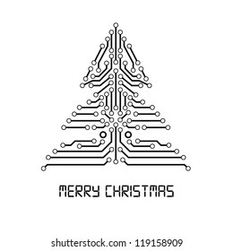 Vector Christmas Tree Digital Electronic Circuit Stock Vector (Royalty ...