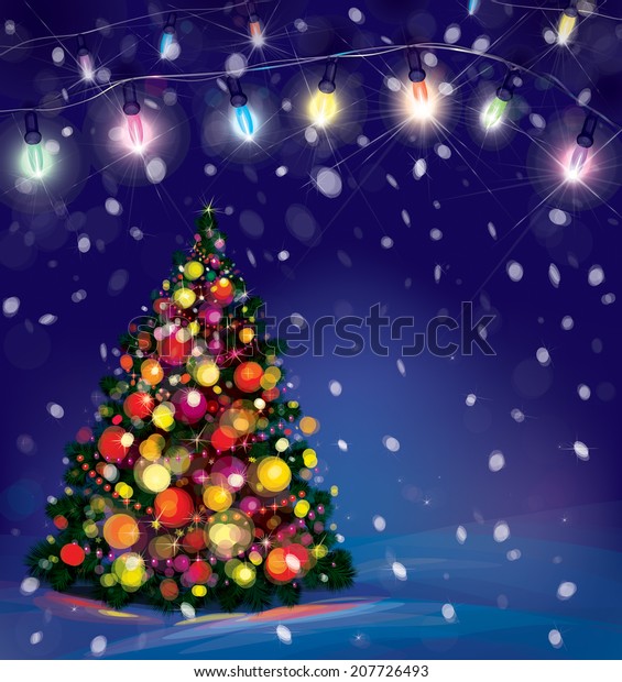 Vector Christmas Tree Lights Decorations On Stock Vector (Royalty Free ...