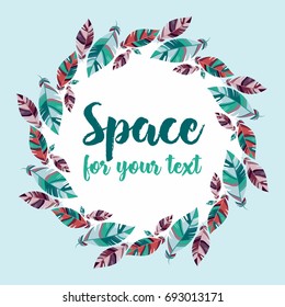 Vector Circle Frame Colorful Feathers On Stock Vector (Royalty Free ...