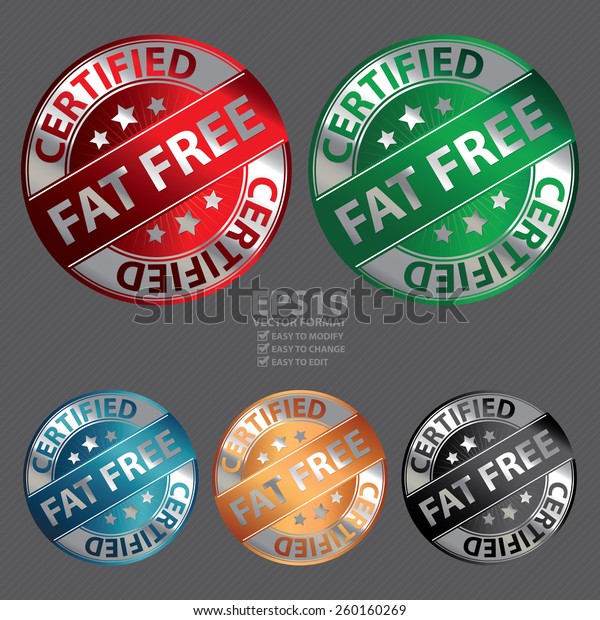 Vector Circle Metallic Certified Fat Free Stock Vector (Royalty Free ...