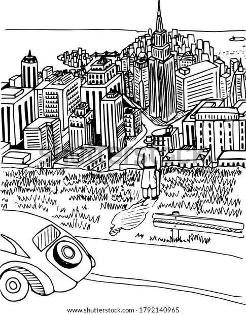 Vector City Black White Graphics New Stock Vector (Royalty Free ...