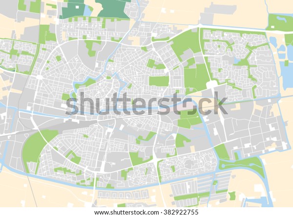 Vector City Map Leeuwarden Netherlands Stock Vector (Royalty Free ...