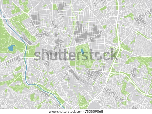 Mapa da cidade vetorial de Madrid: vetor stock (livre de direitos ...