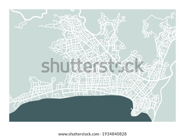 Vector City Map Marmaris Illustration City: เวกเตอร์สต็อก (ปลอดค่า ...