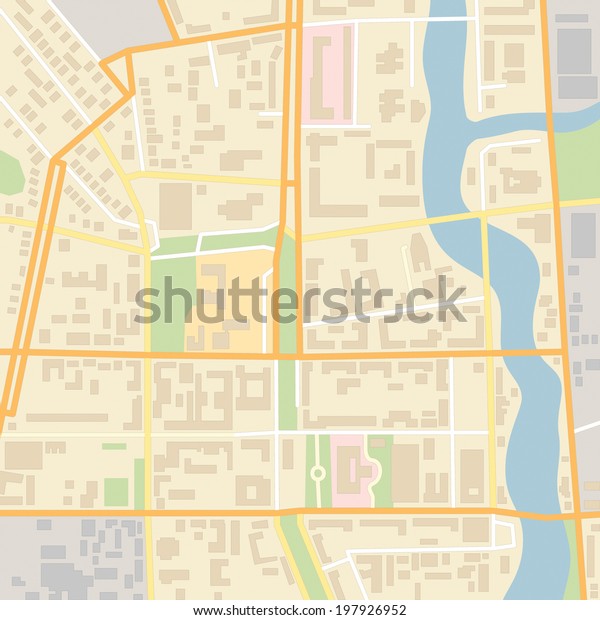 Vector City Map Typical Locations Objects Stock Vector (Royalty Free ...