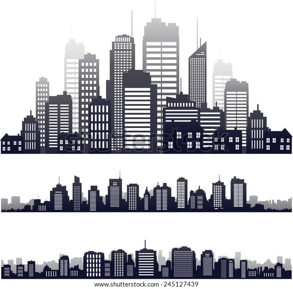 Vector City Skyline Icons Set On Stock Vector (Royalty Free) 245127439