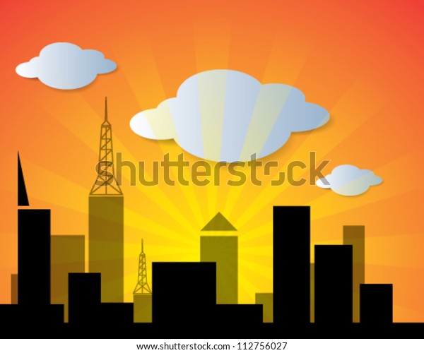 Vector City Sunset Background Vector Image Stock Vector (Royalty Free ...