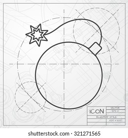 Vector Classic Blueprint Bomb Icon On Stock Vector (Royalty Free ...