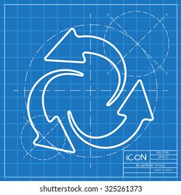 Vector Classic Blueprint Circle Round Arrows Stock Vector (Royalty Free ...