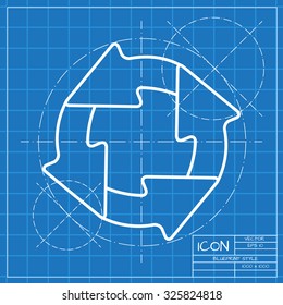 Vector Classic Blueprint Circle Round Arrows Stock Vector (Royalty Free ...