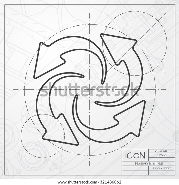 Vector Classic Blueprint Circle Round Arrows Stock Vector (Royalty Free ...