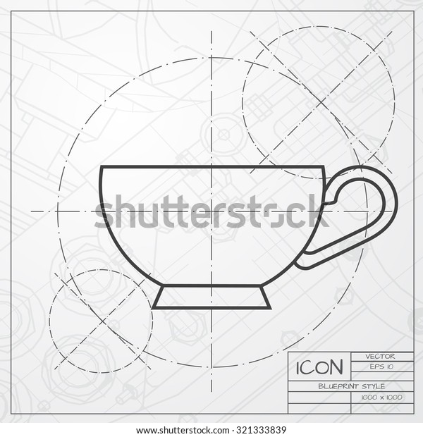 Vector Classic Blueprint Cup Tea Coffee Stock Vector (Royalty Free ...