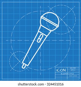 Vector Classic Blueprint Hand Microphone Icon Stock Vector (Royalty ...