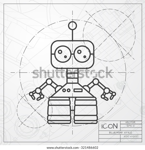 Vector Classic Blueprint Retro Robot Toy Stock Vector (Royalty Free ...