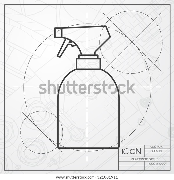 Vector Classic Blueprint Sprayer Bottle On Stock Vector (Royalty Free ...