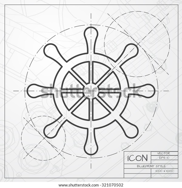 Vector Classic Blueprint Steering Wheel Icon Stock Vector (Royalty Free ...