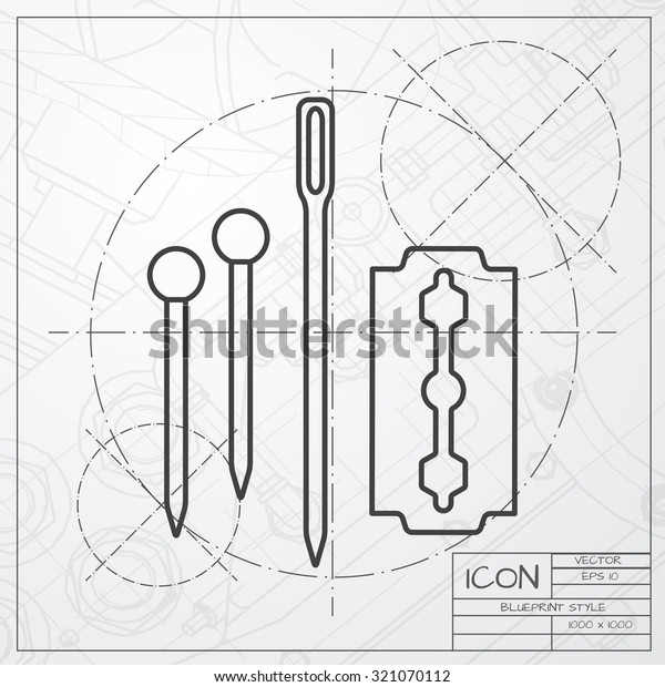 Vector Classic Blueprint Tailor Pins Needle Stock Vector (Royalty Free ...