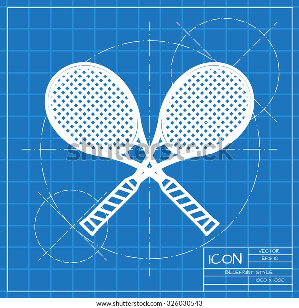 Vector Classic Blueprint Tennis Rackets Icon Stock Vector (Royalty Free ...