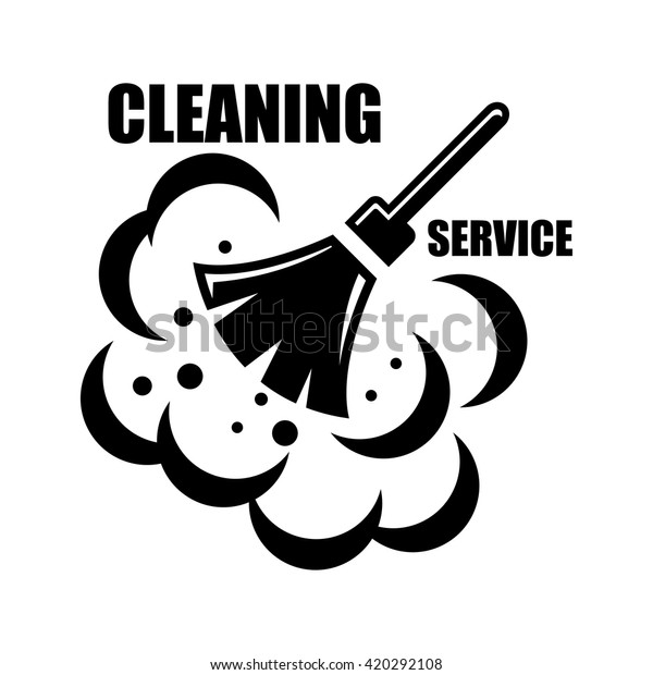 Icono de servicio de limpieza de vectores en fondo blanco. Emblemas de ...
