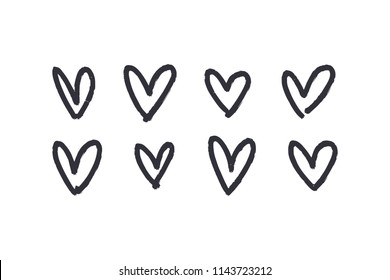 Vector Clipart Hand Drawn Hearts Silhouette Stock Vector (Royalty Free ...