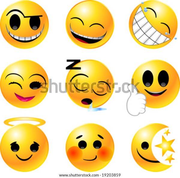 Vector Clipart Illustrations Emoticon Smiley Face: เวกเตอร์สต็อก (ปลอด ...