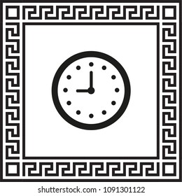 Vector Clock Icon Frame Greek Ornament Stock Vector (Royalty Free ...