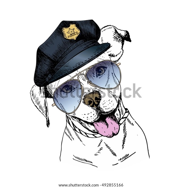 Vector Close Portrait Police Dog English: vetor stock (livre de ...