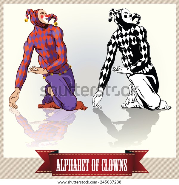 Vector Clowns Pose Letters English Alphabet Stock Vector (Royalty Free ...
