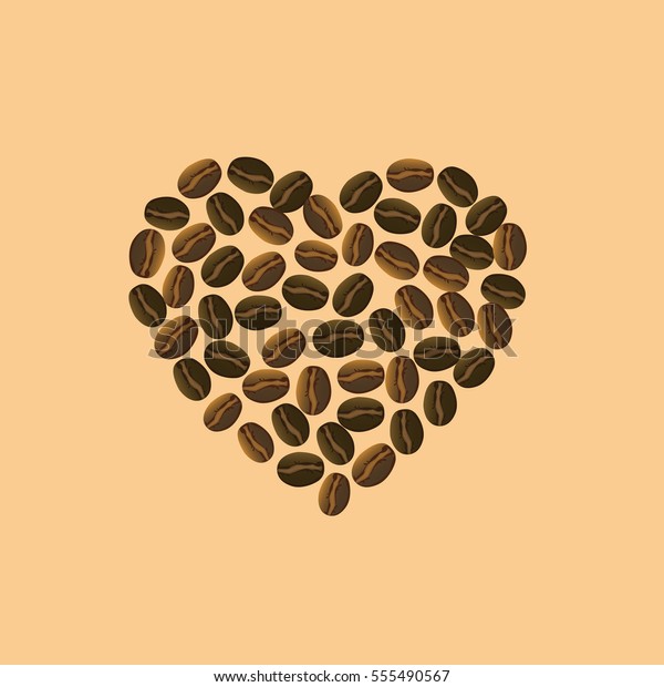 Vector Coffee Bean Heart Shape Stock Vector (Royalty Free) 555490567