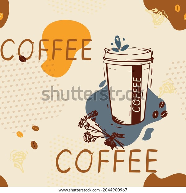Vector Coffee Cup Drawing Abstract Shapes Stock Vector (Royalty Free ...