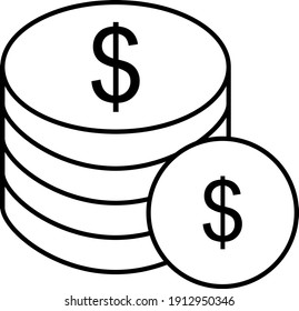 Vector Coins Outline Icon Design Stock Vector (Royalty Free) 1912950346 ...